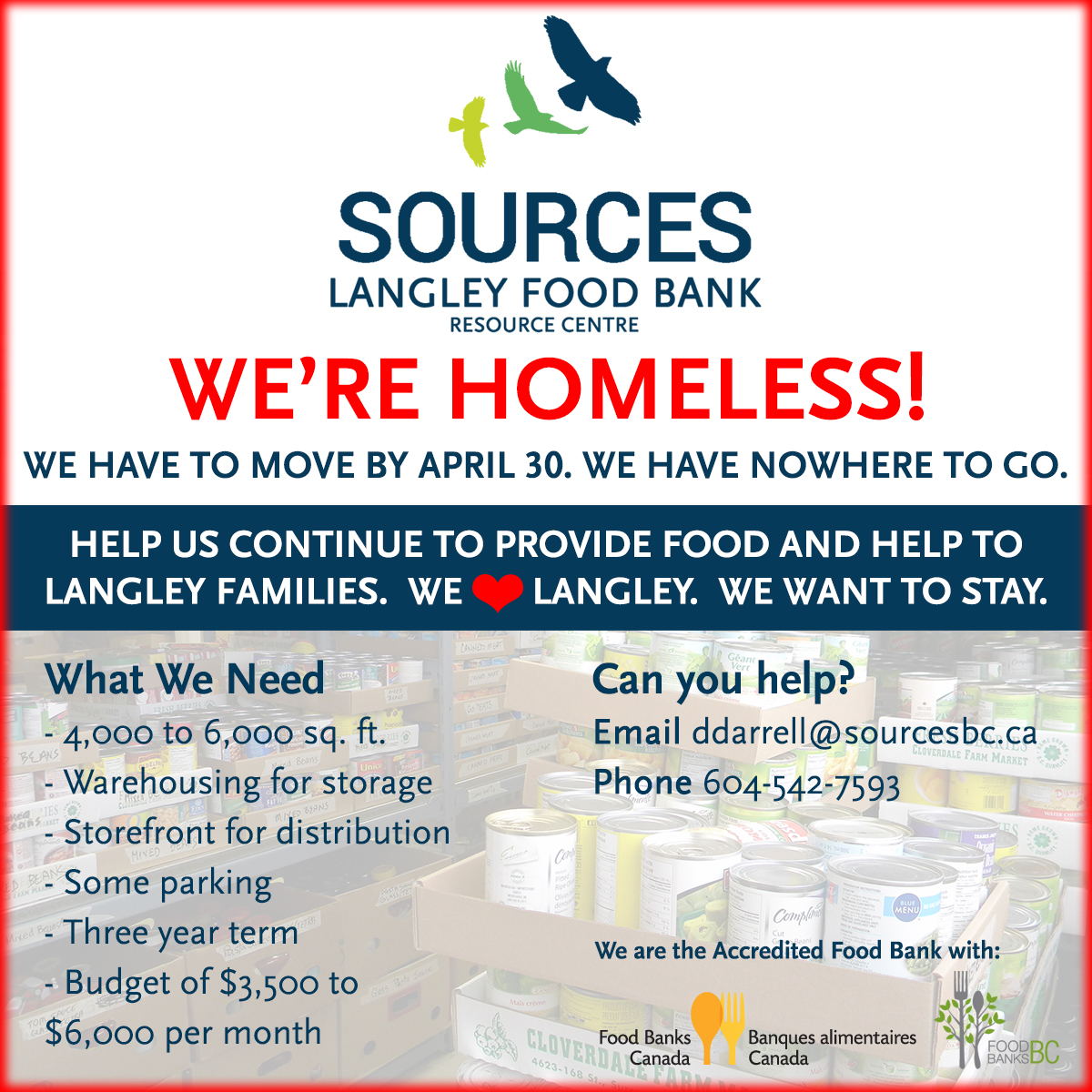 Sources Langley Food Bank on the verge of becoming homeless – Sources ...